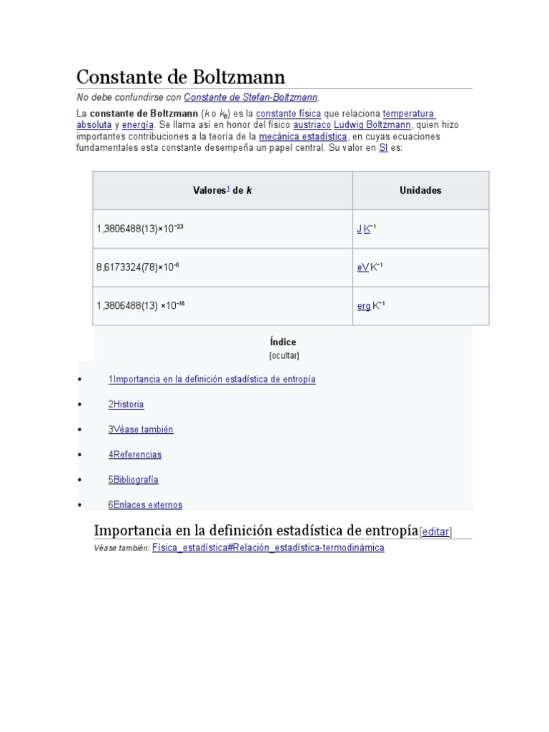 Constante de Boltzmann | PDF | Entropía | Mecánica estadística