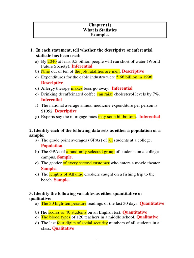Statistics Chapter 1 Overview | PDF | Level Of Measurement | Statistics