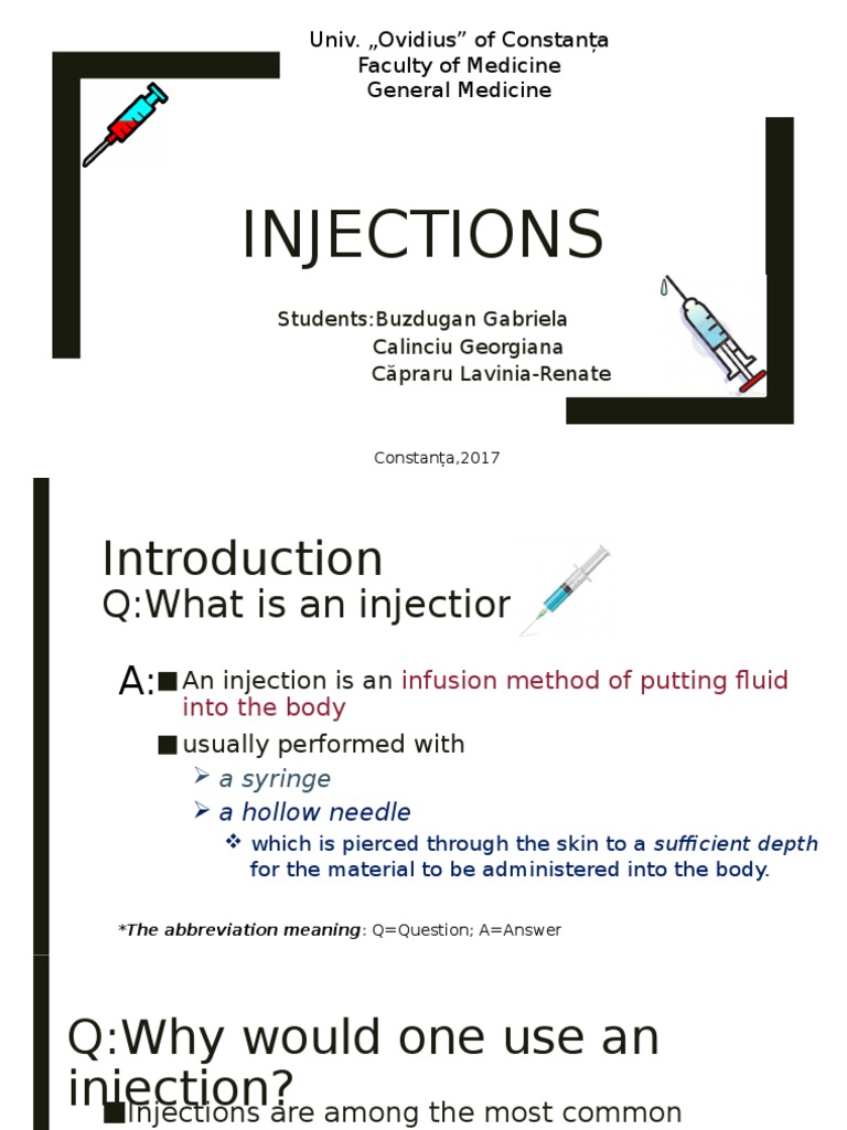 Injections (1) | Injection (Medicine) | Medical Treatments