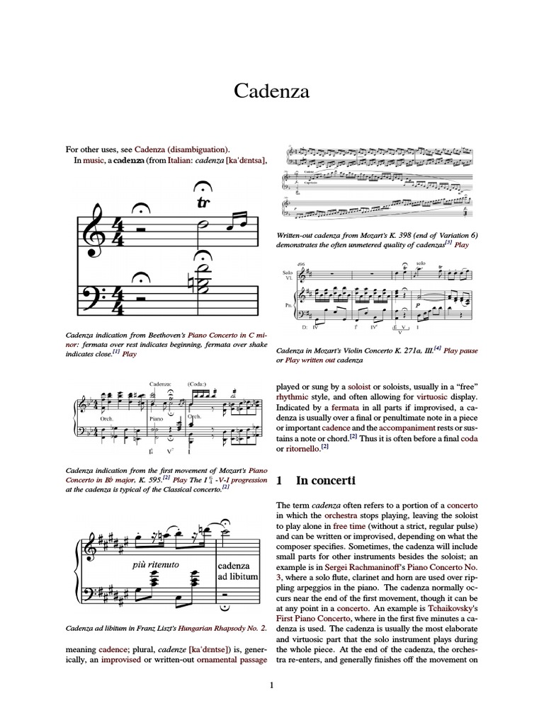 Cadenza | PDF | Concerto | Classical Music