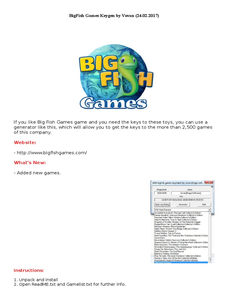 BigFish Games Keygen by Vovan | PDF | Leisure