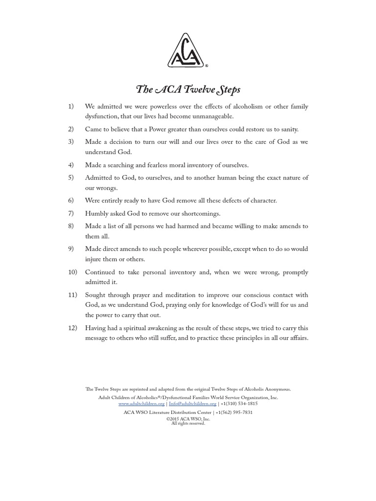 ACA Twelve Steps Overview | PDF