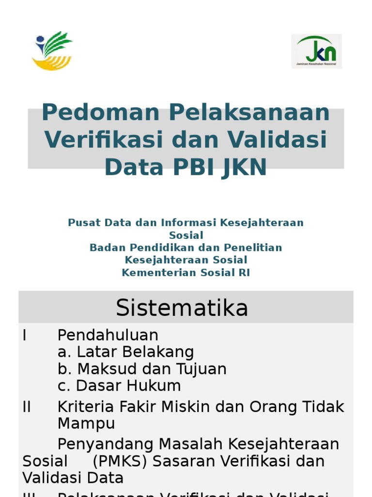VERIFIKASI DAN VALIDASI DATA PBI JKN | PDF