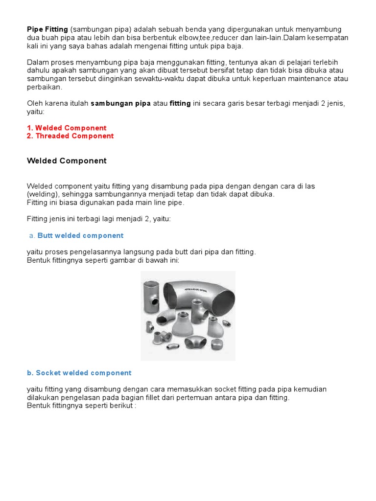 Jenis-jenis Fitting Pipa Baja | PDF | Teknologi & Rekayasa