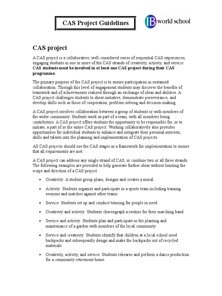 CAS Project Guidelines | PDF | Community | Facilitator