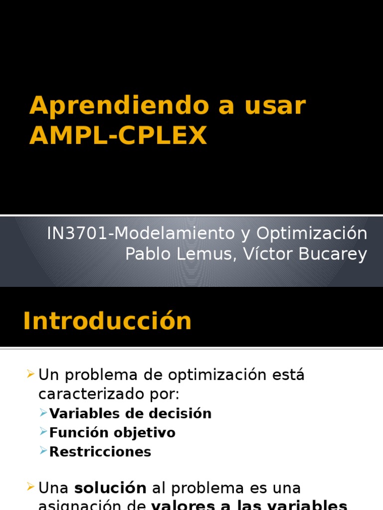 Aprendiendo A Usar AMPL CPLEX | PDF | Optimización Matemática | Archivo de computadora