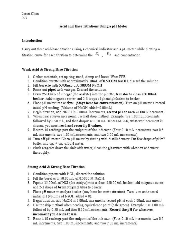 Acid-Base Titration with pH Meter | PDF | Titration | Chemistry
