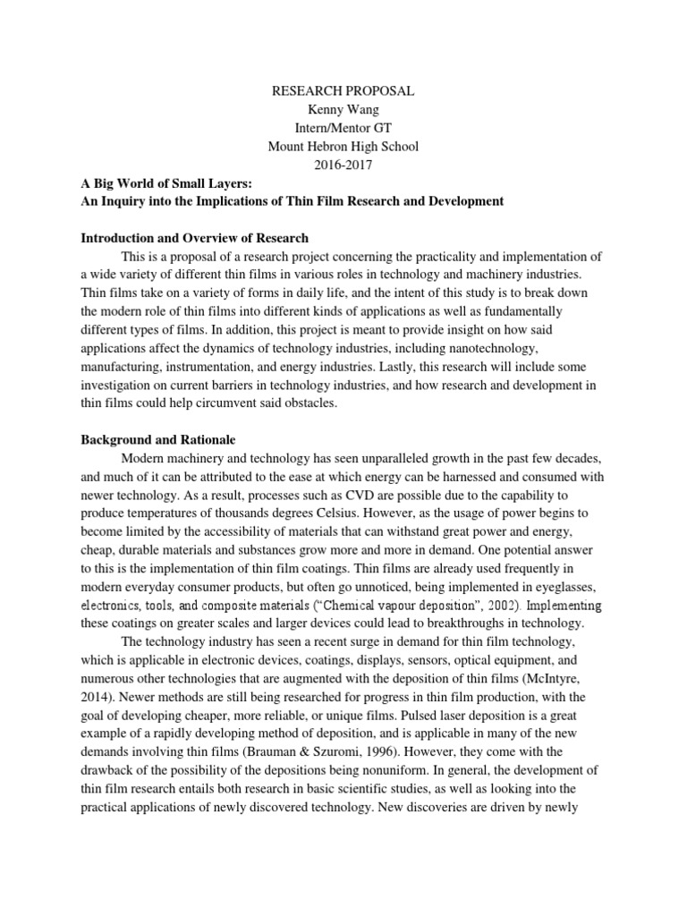 research proposal | Thin Film | Quantitative Research