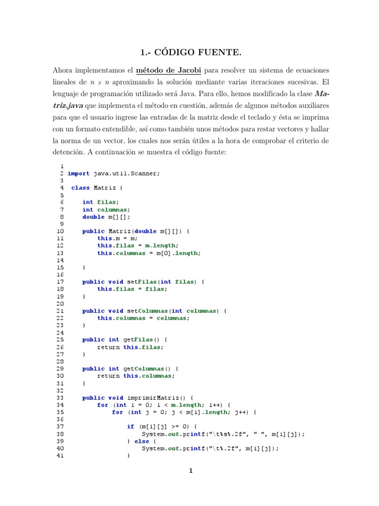 Método de Jacobi en Java | PDF | Java (lenguaje de programación) | Ecuaciones