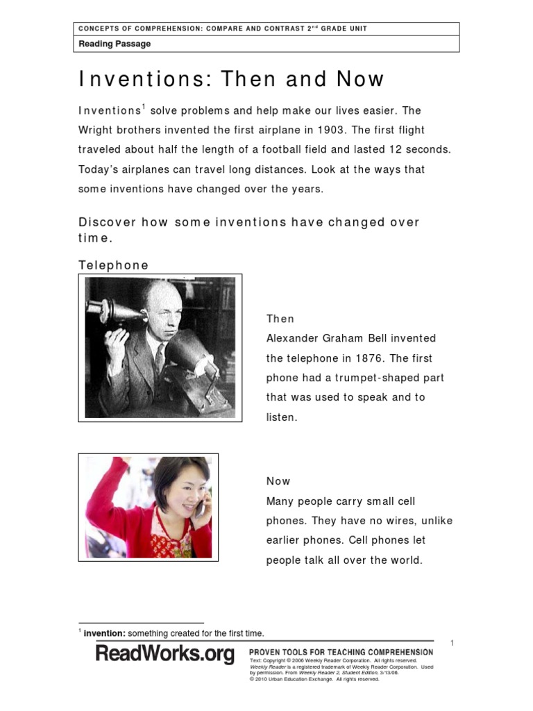 Inventions Then and Now Passage | PDF | Telephone | Clock