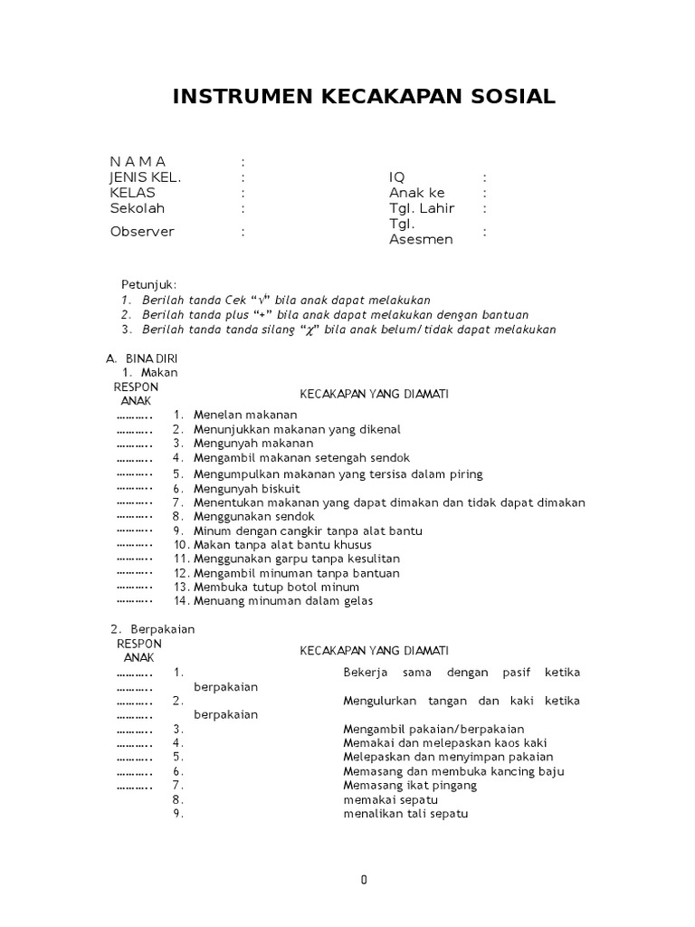 CONTOH INSTRUMEN Asesmen | PDF