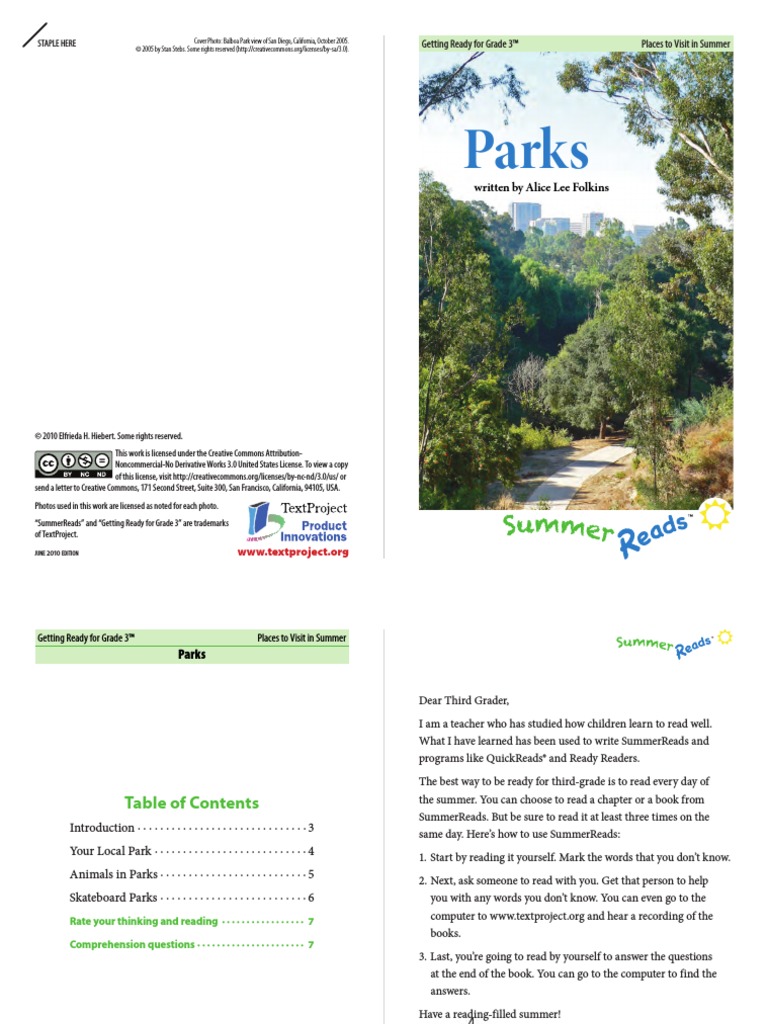 Parks: Getting Ready For Grade 3™ Places To Visit in Summer | PDF