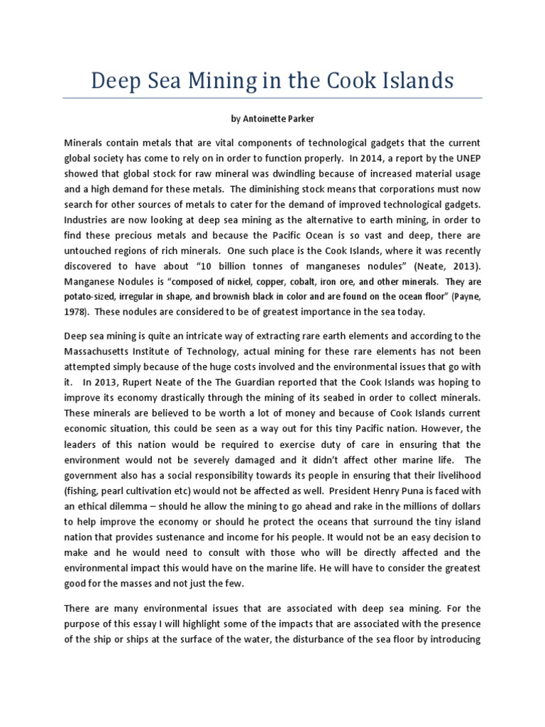 Deep Sea Mining in Cook Islands | PDF