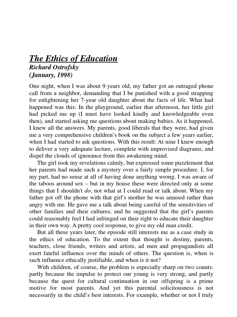The Ethics of Education | PDF | Value (Ethics) | Social Institutions
