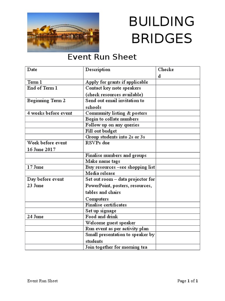 Event Run Sheet | PDF