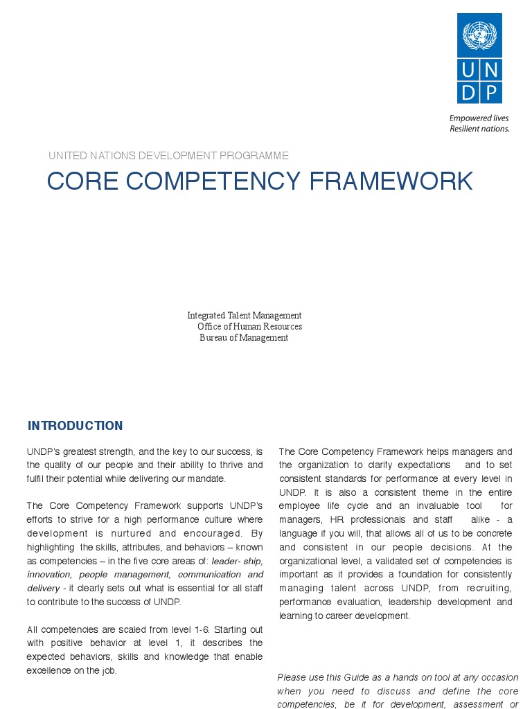 UNDP Core Competency Framework Guide | PDF | Competence (Human Resources) | Leadership