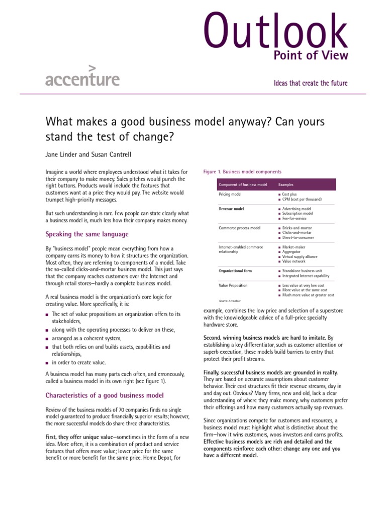 What Makes A Good Business Model, Anyway | PDF | Business Model ...