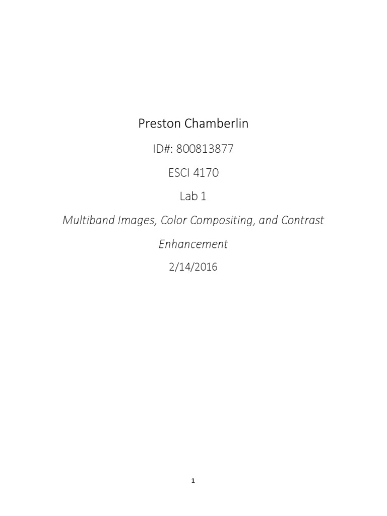 Preston Chamberlin: ID#: 800813877 ESCI 4170 Lab 1 | PDF | Contrast ...