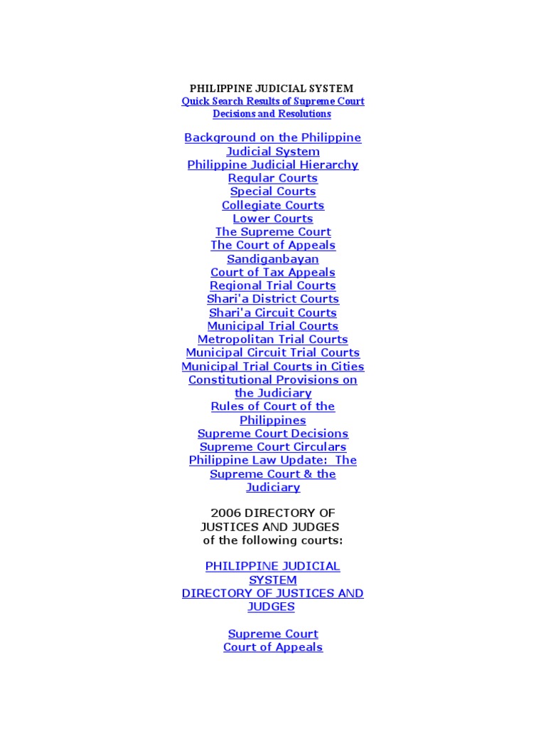 Philippine Judicial System Overview | PDF | Social Science | Law