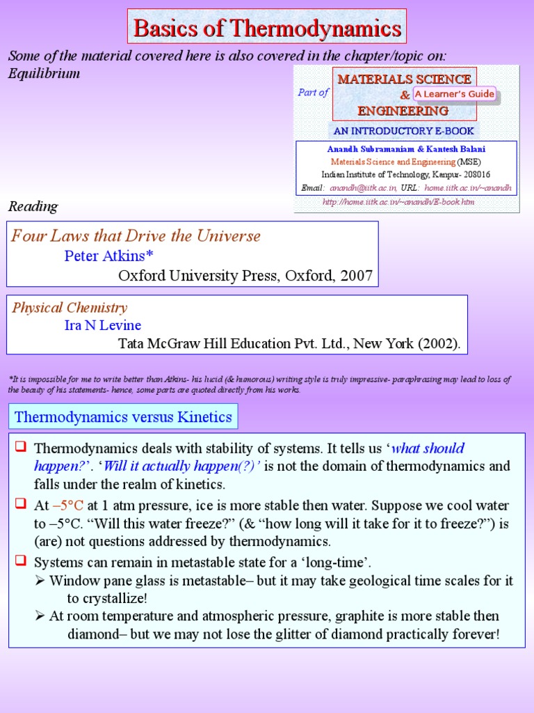 Basics of Thermodynamics | PDF | Heat | Second Law Of Thermodynamics
