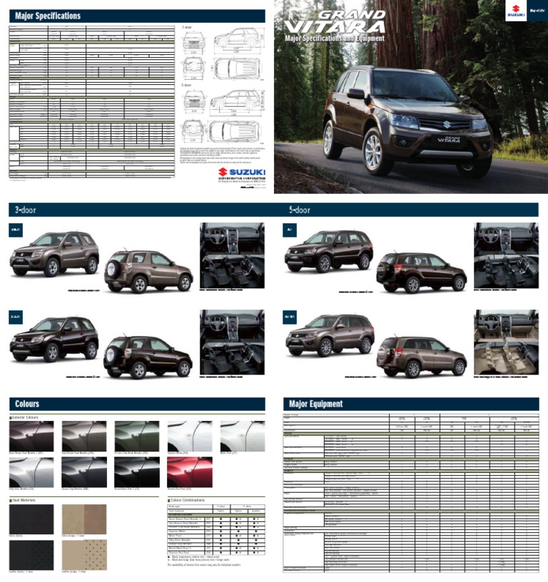 Grand Vitara Specs | PDF | Four Wheel Drive | Vehicle Technology