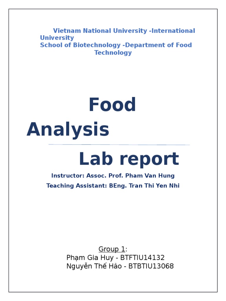 Food Analysis: Lab Report | PDF