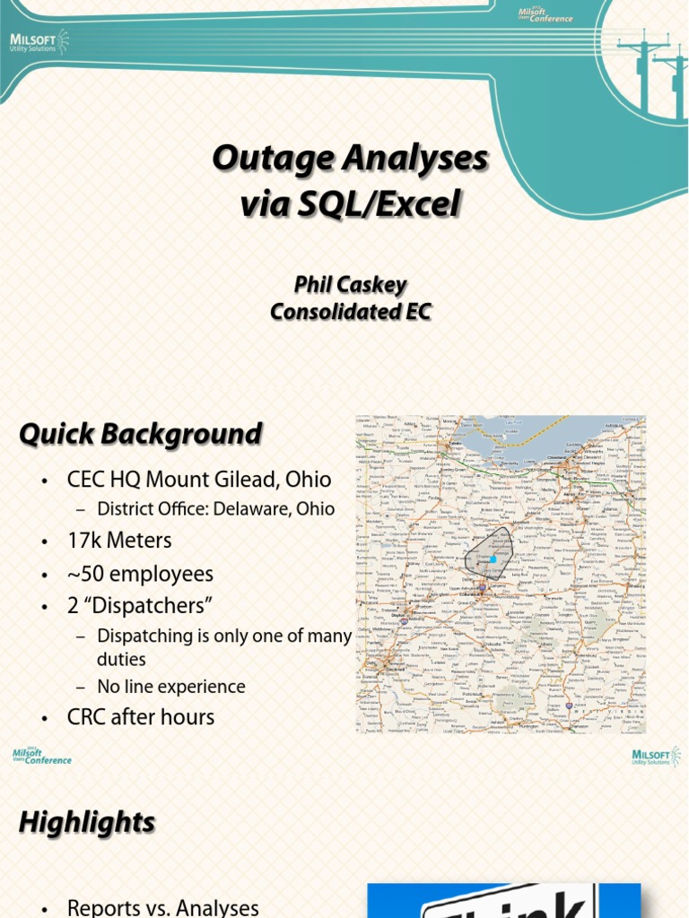 SQL/Excel Outage Analysis Guide | PDF | Microsoft Sql Server | Sql