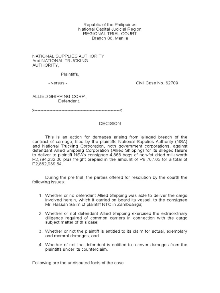 RTC Decision | PDF | Cargo | Lawsuit