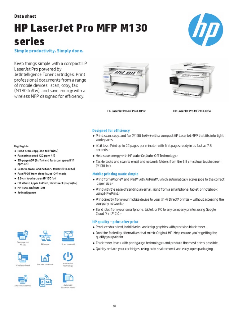 HP LaserJet Pro MFP M130 Printer series | Image Scanner | Printer ...