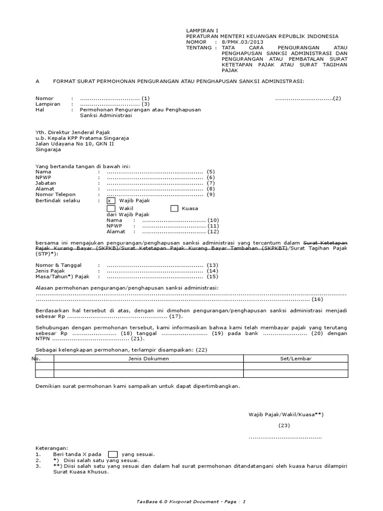 Form Penghapusan Sanksi | PDF