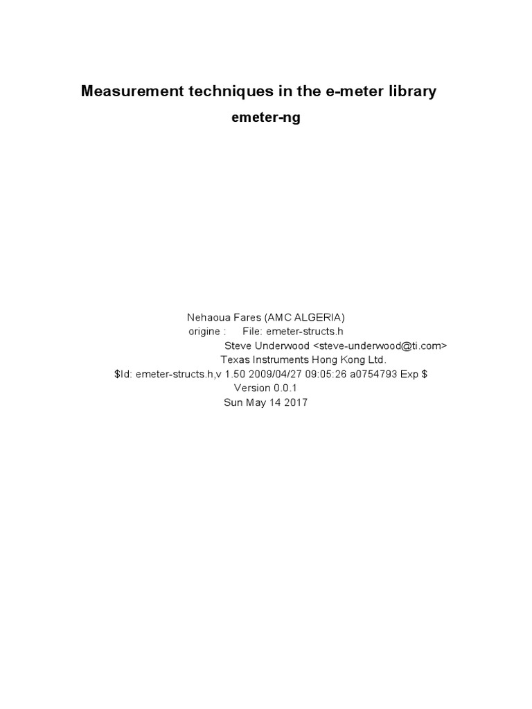 Measurement Techniques in The E-Meter Library | PDF | Analog To Digital ...