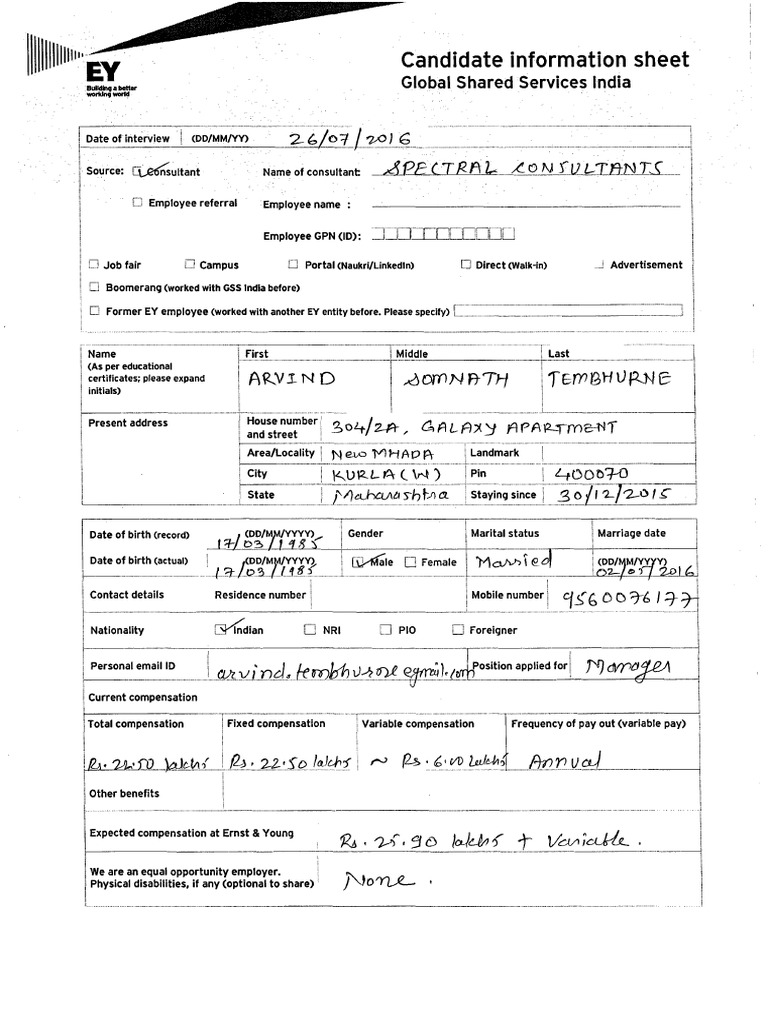 Candidate Information Sheet | PDF