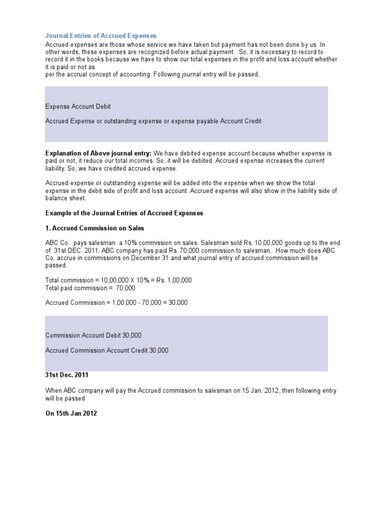 Accrued Expenses Journal Entries Guide | PDF | Debits And Credits | Accrual