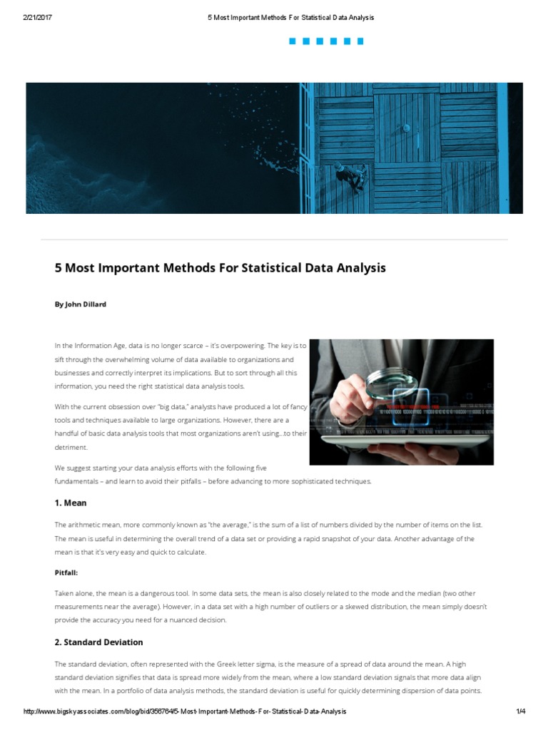 5 Most Important Methods For Statistical Data Analysis | PDF | Data ...
