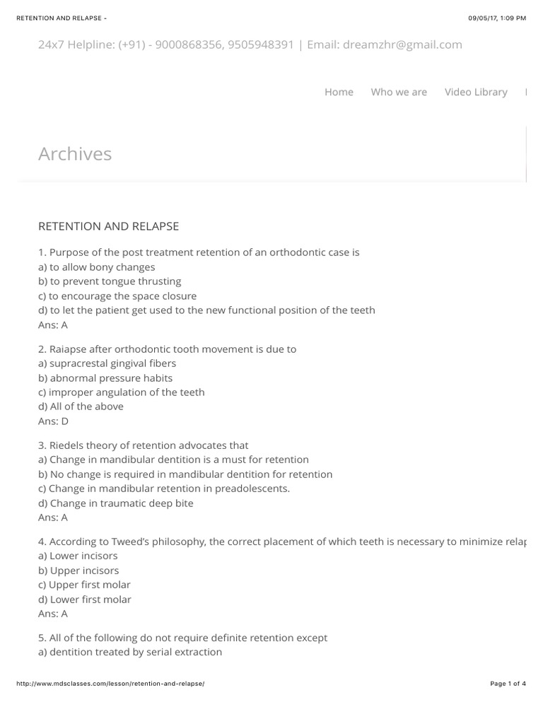 Retention and Relapse PDF | PDF | Orthodontics | Dentistry
