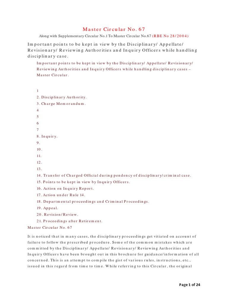 Master Circular 67 | PDF | Cross Examination | Witness