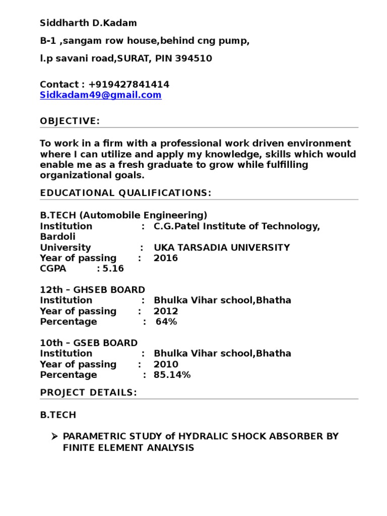 Siddharth Kadam Resume | PDF