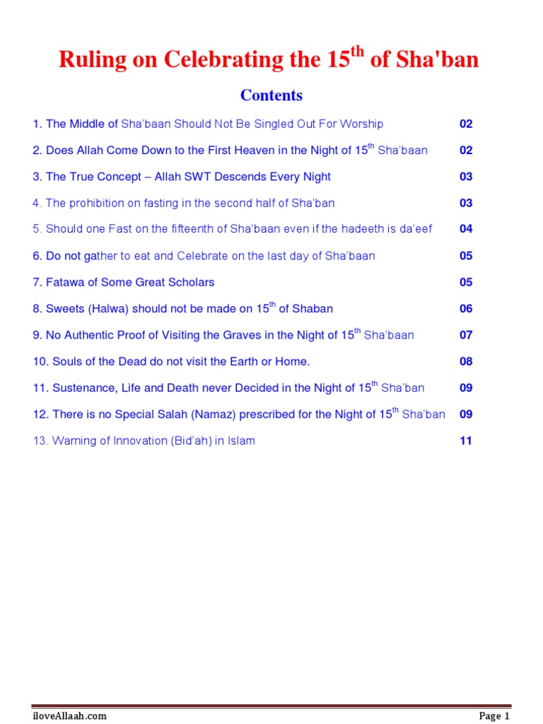The Ruling On Celebrating The 15th of Shaban | PDF | Hadith | Muhammad