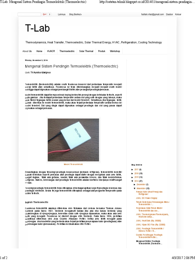 Sistem Pendingin Termoelektrik Modern | PDF | Sains & Matematika