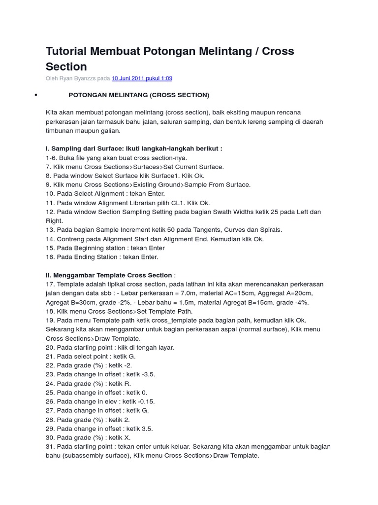 Tutorial Membuat Potongan Melintang | PDF