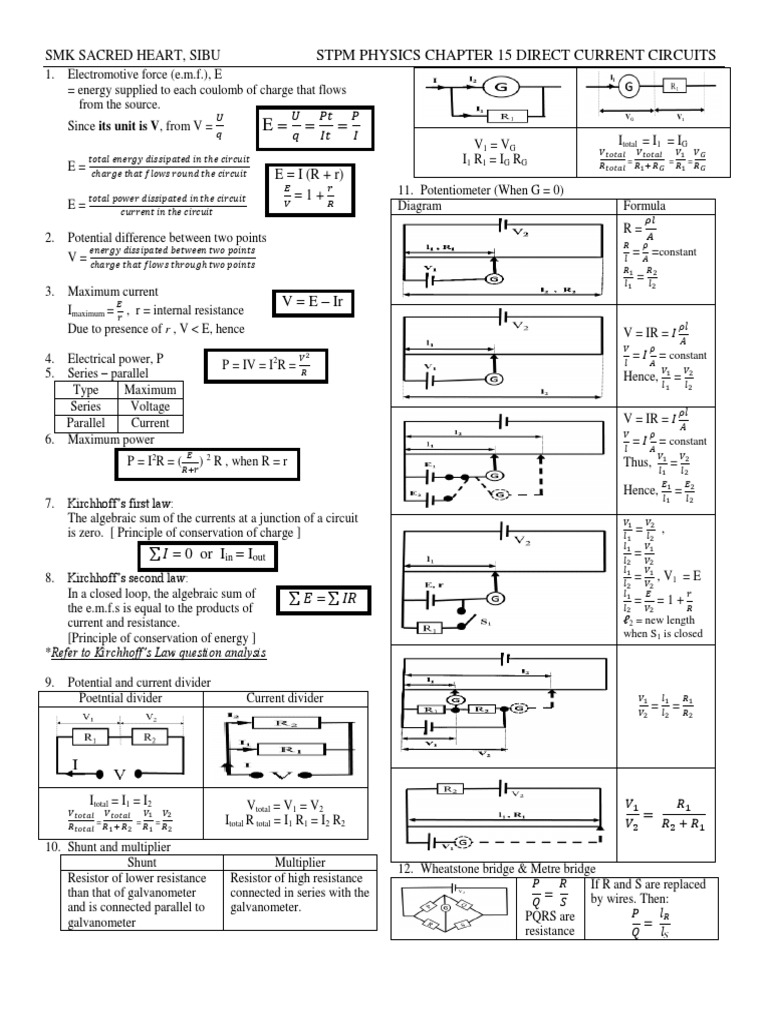 STPM Physics Chapter 15 Direct Current Circuits | PDF | Electric ...
