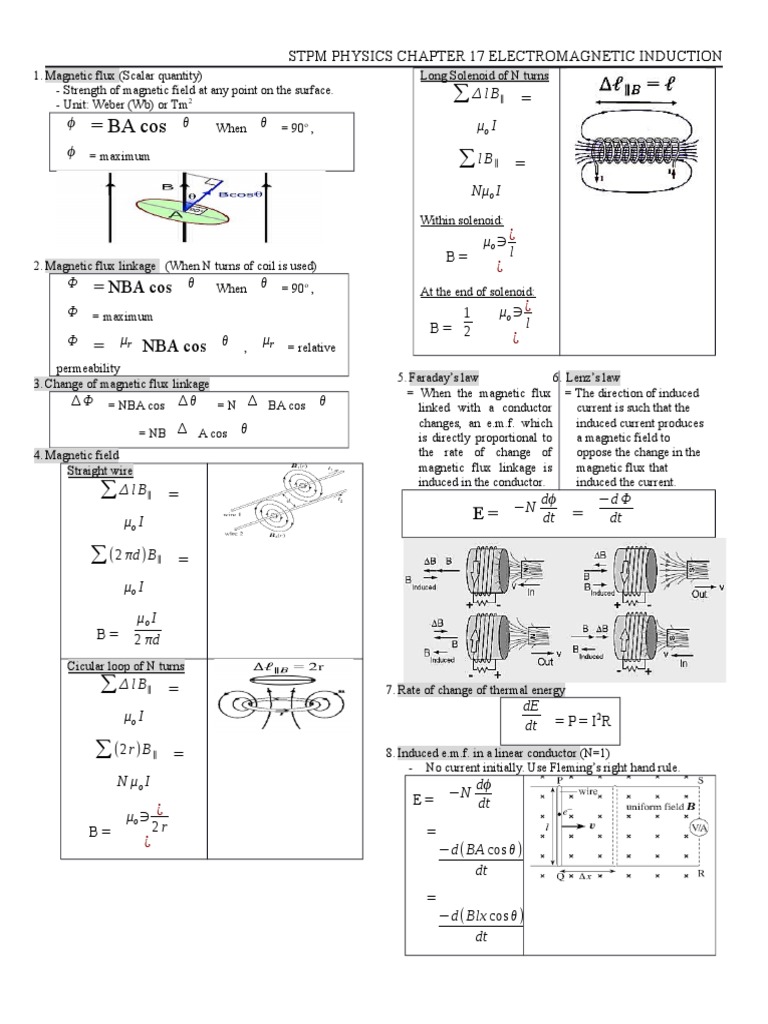 STPM Physics Chapter 17 Electromagnetic Induction | PDF ...