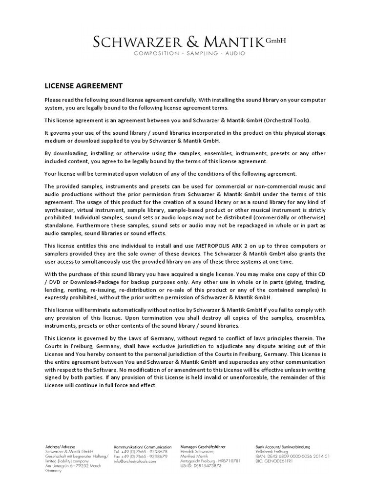 License Agreement MA2 | PDF | License | Libraries