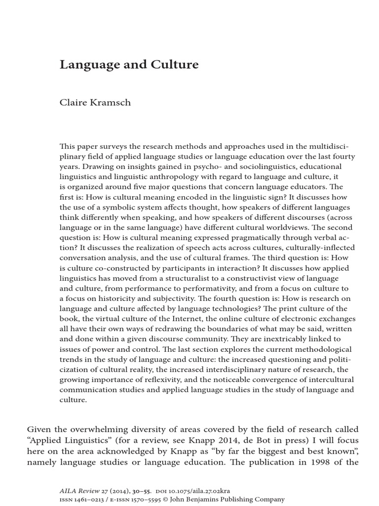 Language and Culture | PDF | Linguistics | Second Language Acquisition