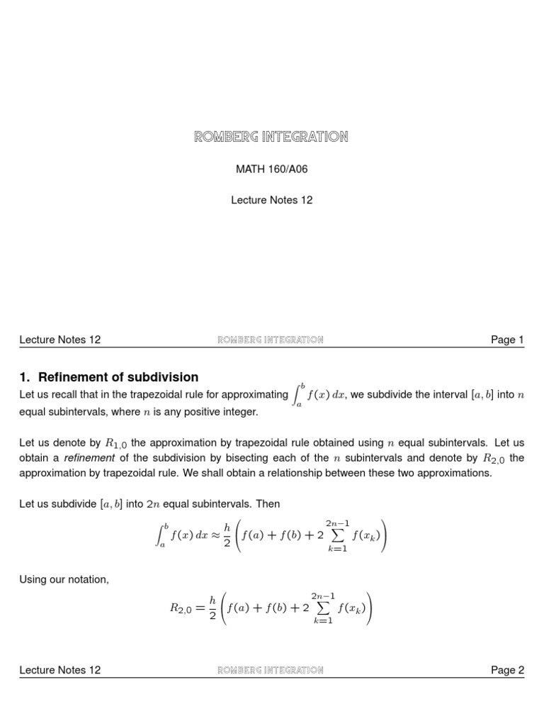 Romberg Integration | PDF | Numbers | Mathematical Concepts