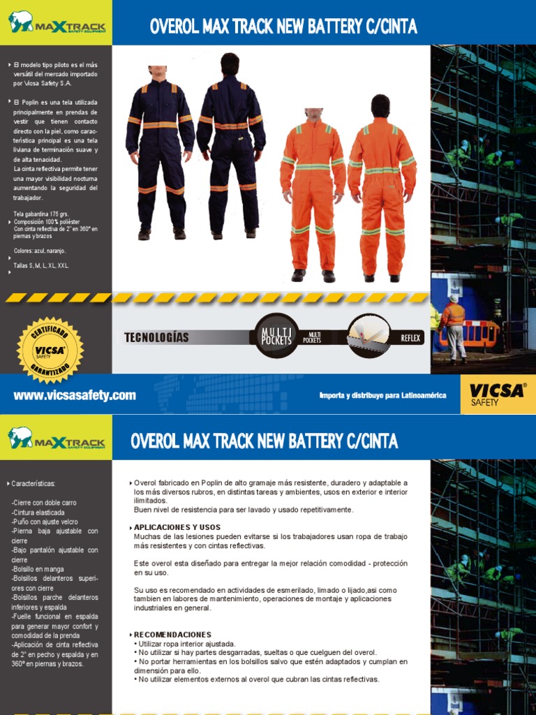 Ficha Comercial Overol New Battery Alaska | PDF | Ropa | Science
