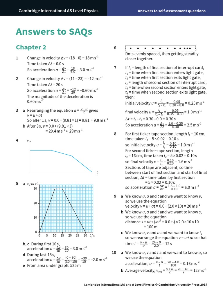 SAQ Ans 2 | PDF | Acceleration | Velocity