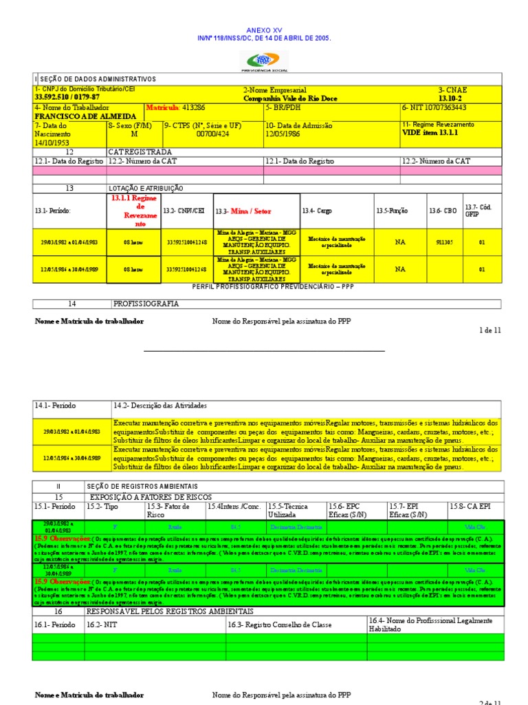 Orientação Preenchimento PPP | PDF | Informação | Science