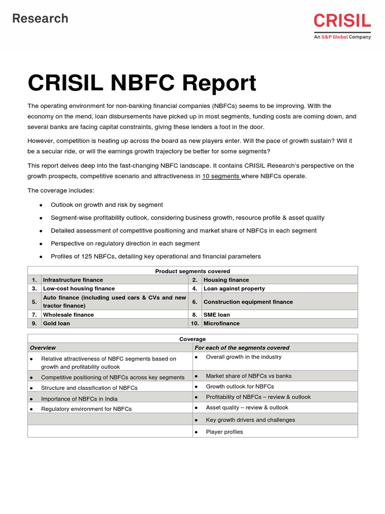 Crisil NBFC Report 2016 | PDF | Non Bank Financial Institution | Microfinance