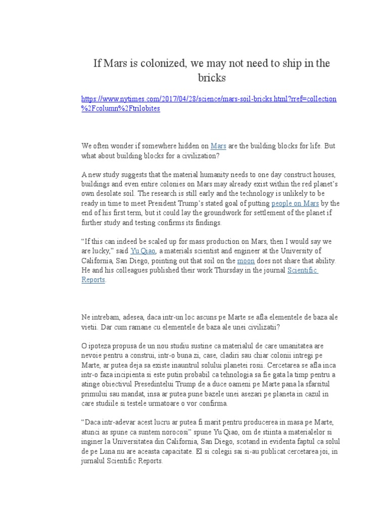 If Mars Is Colonized, We May Not Need To Ship in The Bricks: /column ...